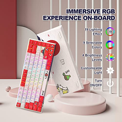 COSTOM XVX M84 Hot Swappable Wireless Mechanical Keyboard, 75% Layout TKL Gaming Keyboard, N-Key Rollover RGB Backlit Custom Keyboard for Windows Mac PC Gamers(Izakaya Theme, Gateron Yellow Switch)
