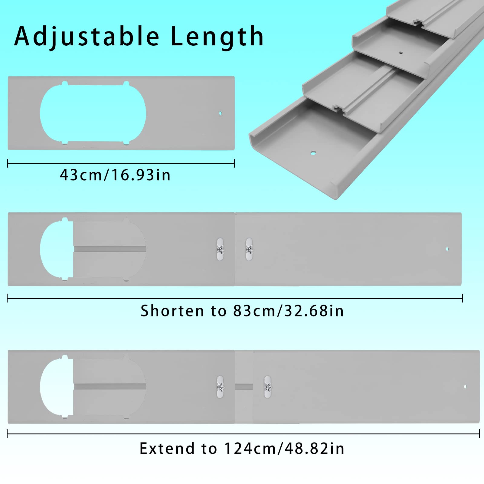 Portable AC Window Kit, Window Seal Plates Kit for Air Conditioners with Coupler Adjustable Window Seal for AC Unit Suitable for 5.1 Inch Exhaust Hose