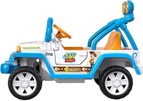 Power Wheels Disney Pixar Toy Story Jeep Wrangler, 12V battery-powered ride-on vehicle for preschool kids ages 3-7 years