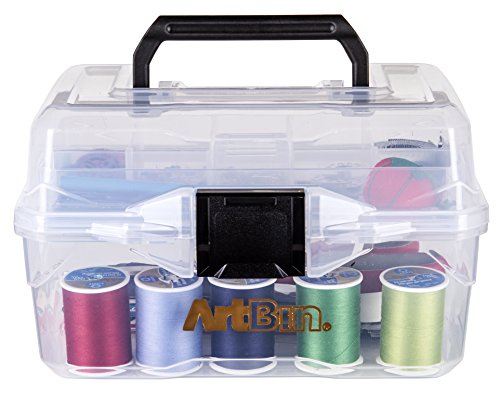 Craft Storage Portable Box, Lightweight & Clear Organizer with Lift-Out Tray, Compatible with Paper Scissors, Latches for Art, Craft, Art Box Organizer[Pack 3]