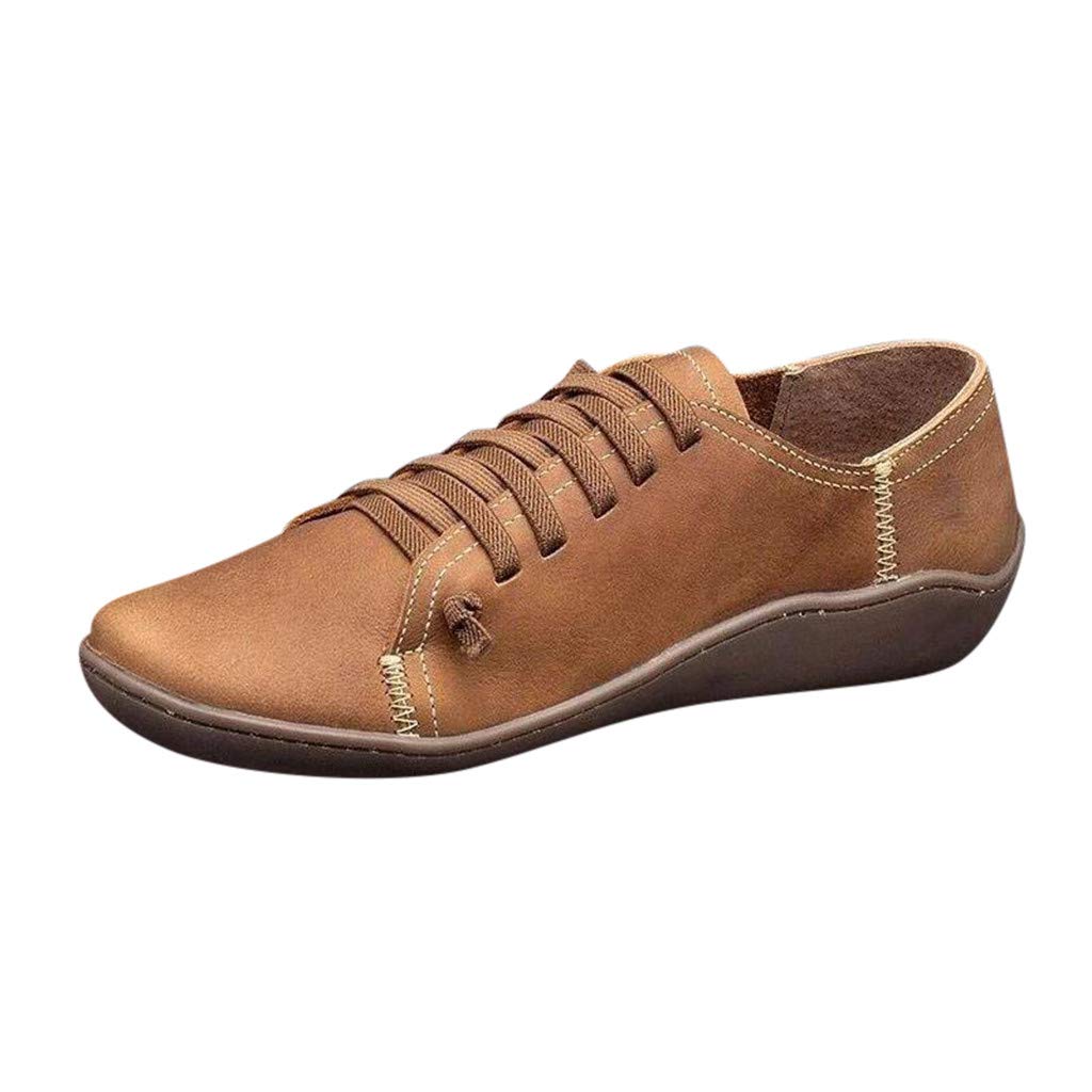 Toxz Women's Fashion Casual Rome Vintage Style Solid Flat with Comfortable Shoes Khaki