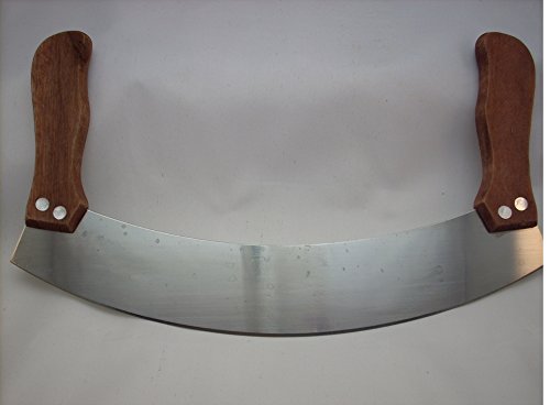 Pizza Rocker Knife - Rocking Cutting - Veggie Dicer - Use Both Hands - Away from the blade. Safer For The Kids - Curved Chopping Knife Chops Leafy Vegetables and All Kinds of Veggies