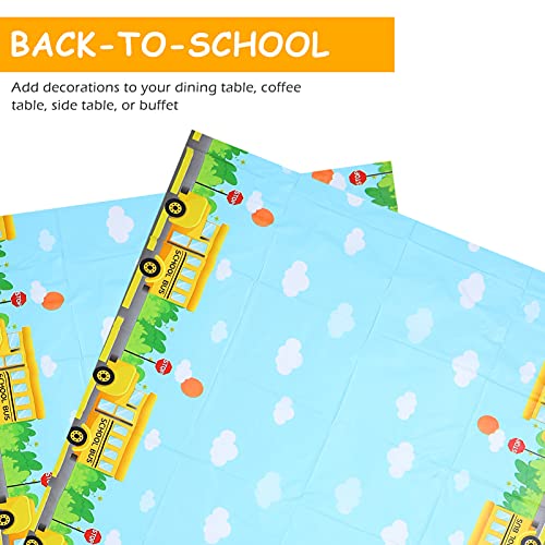 NUOBESTY School Bus Tablecovers Welcome Back to School Tablecloth School Bus Party Table Runner Decorative Table Cover