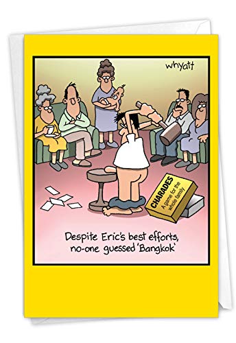 NobleWorks Funny Birthday Greeting Card with 5 x 7 Inch Envelope (1 Card) Bday Bangkok Family CharadeS 8300Z