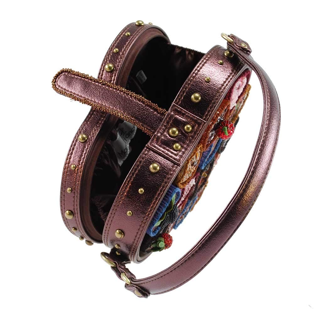 Mary Frances Temptations Embellished Heart Shaped Box of Chocolates Novelty Handbag, brown