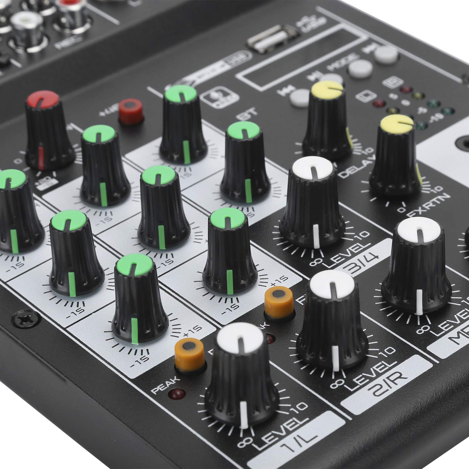 Portable Audio Mixer, Portable 4 Channel BT Mixing Console Digital Audio Mixer Builtin Effect for Home Karaoke, Webcast, Music Recording(US plug)