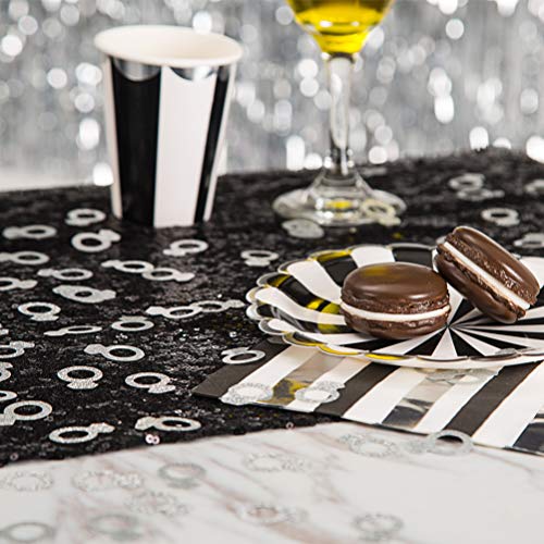 MOWO Silver Diamond Ring Paper Confetti Table Decor and Event Decor, Silver Glitter, 200 Count