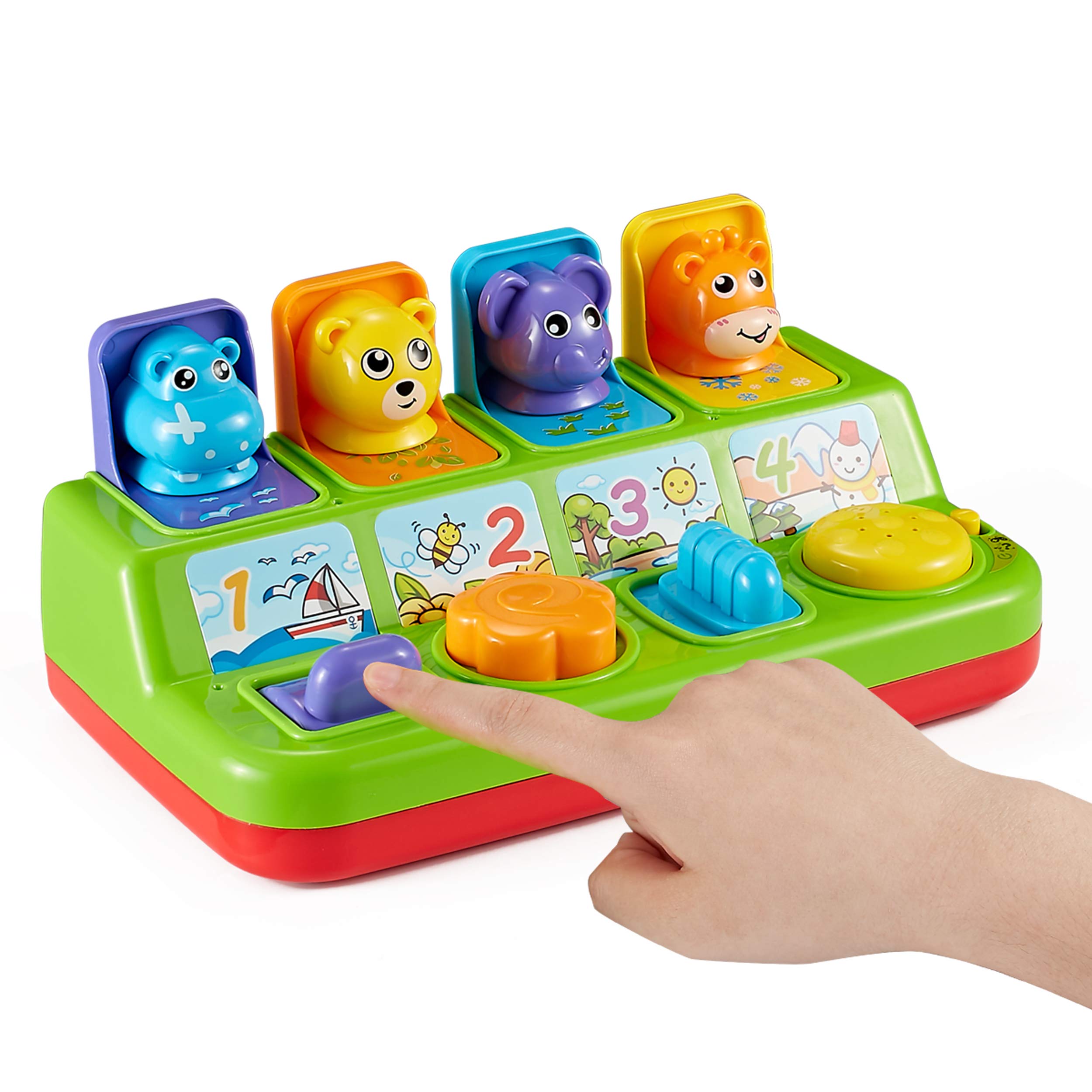 Think Gizmos Interactive Activity Pop-Up Toy for Toddlers Ages 1,2,3 β Peek-a-Boo Toy with Lights, Sounds & Music β Cute Animal Learning Game