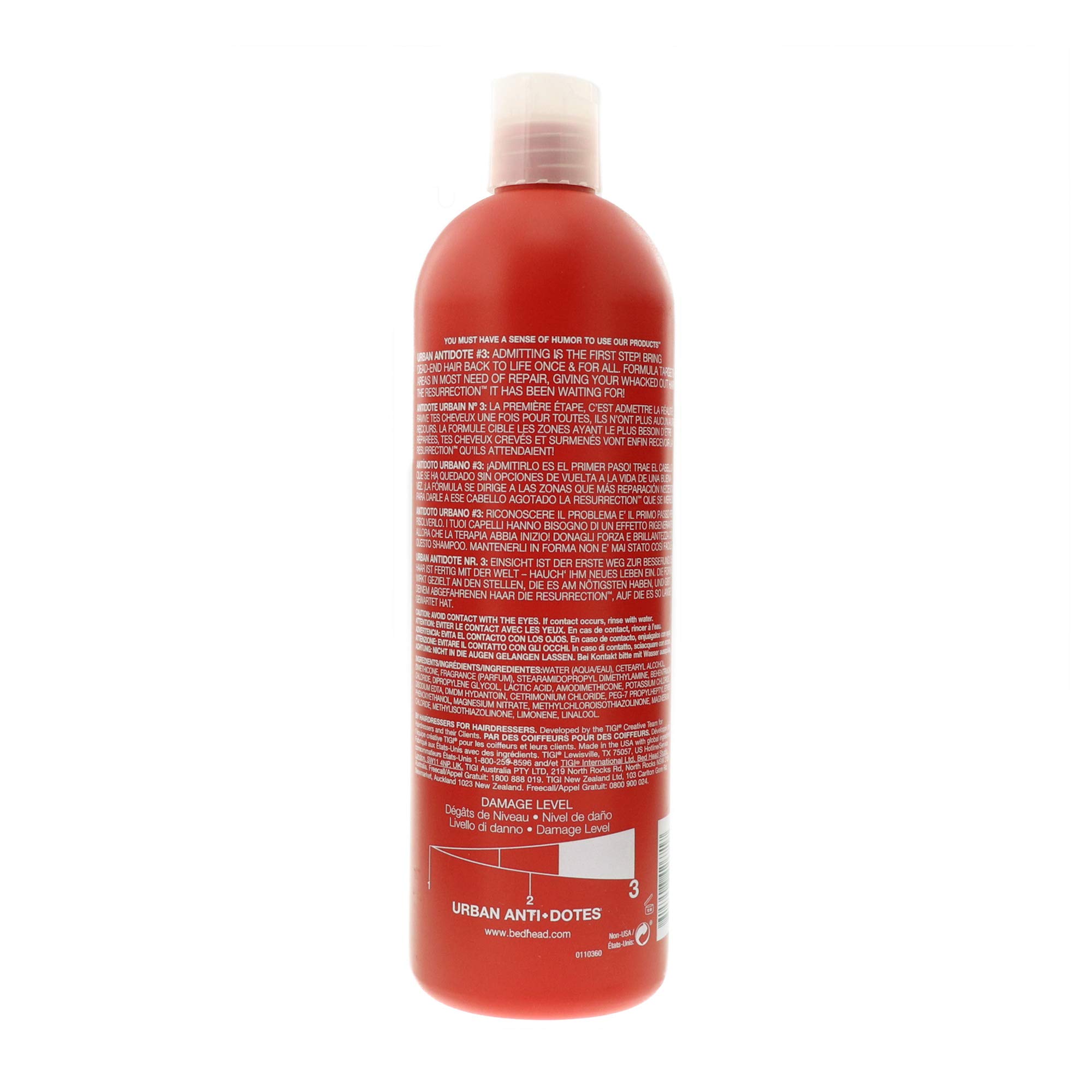 TIGI Bed Head Urban Anti+dotes Resurrection Conditioner, Damage Level 3 - For Weak Brittle Hair, Boosts & Strengthens Hair, Deep Hydration Therepy, 25.36 oz (Pack of 3)
