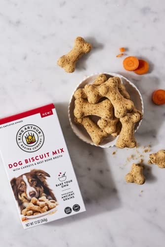 King Arthur Baking Company Dog Biscuit Mix, Beef Bone Broth & Carrot, Homemade Dog Treats, 12oz