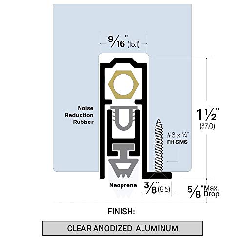 Fire Rated/Light Duty/Mortised/Automatic Door Bottom Seal for Concealed Vertical Rods (7323MA), SMS # 6 x 1/2'' Supplied, (48'' L x 9/16'' W x 1-1/2'' H)