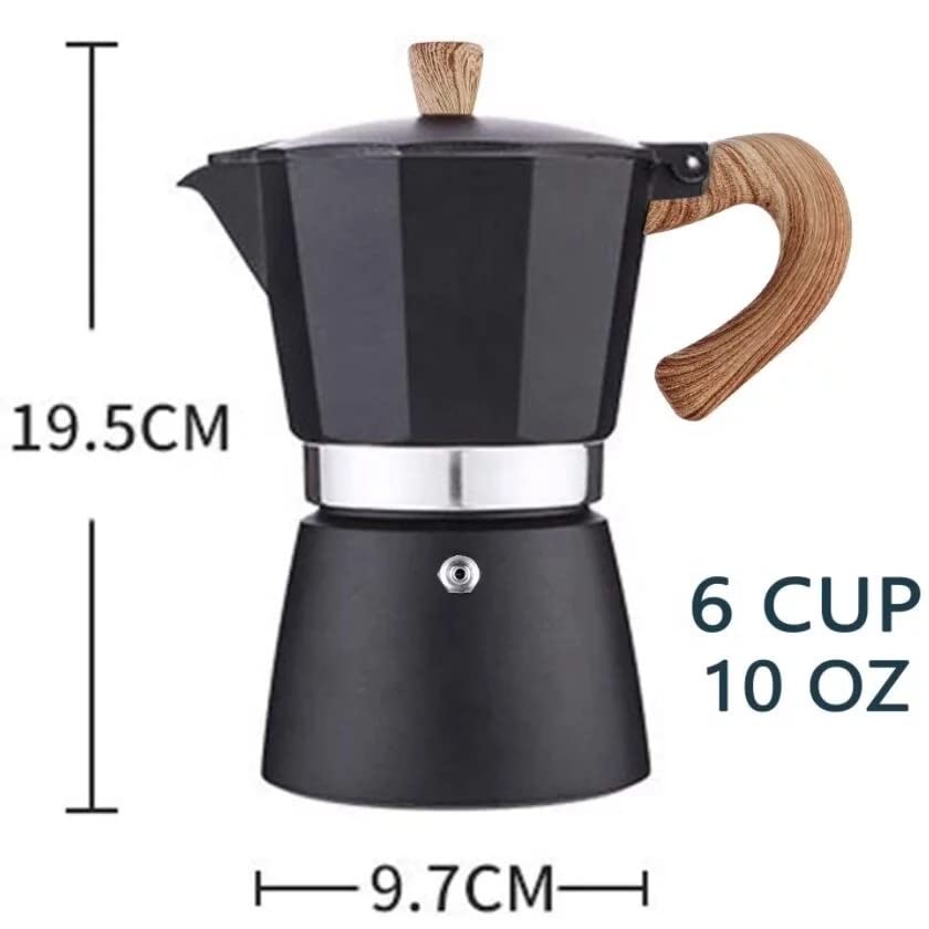 Cafecito Espresso Coffee Moka Pot | 6 Espresso Cup Moka Pot - 10 oz Manual Cuban Coffee Percolator | Italian Espresso Greca Coffee Maker | Stovetop Espresso Maker | Cafetera Cubana