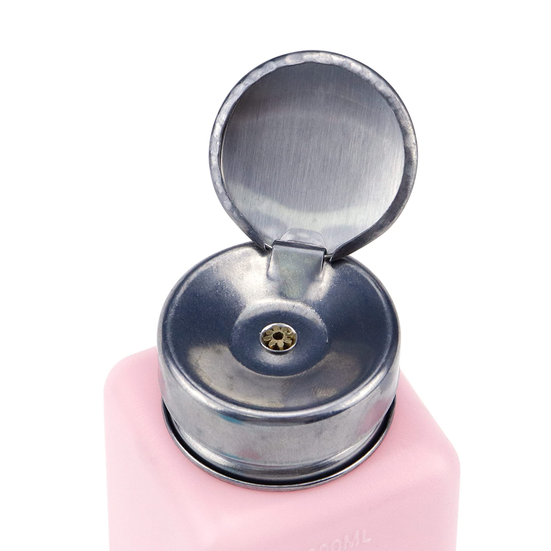 Crapyt Push Down Liquid Press Pumping Refillable Empty Pump Bottle 3 Pack(Each of Blue, Pink, and White) Push Down Dispenser 2.09"×2.09"×4.02"