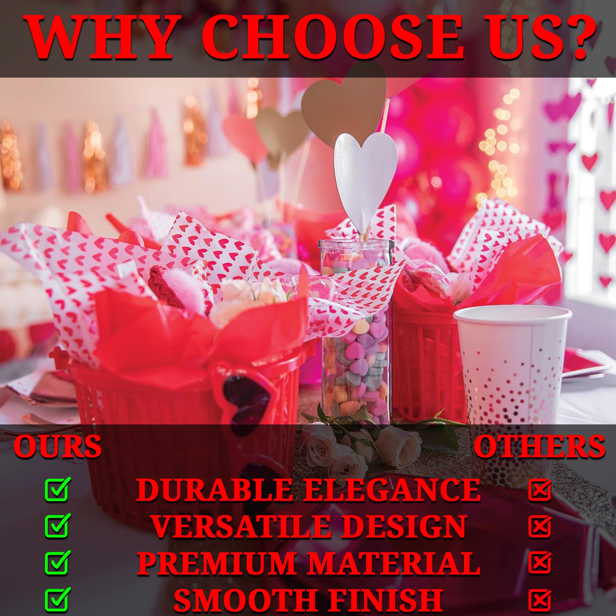 Fun Express 12 pack Valentine's Day Heart Shaped Baskets, 7" x 4.5" Empty Baskets, BPA Free Plastic, Organization Supplies, Red