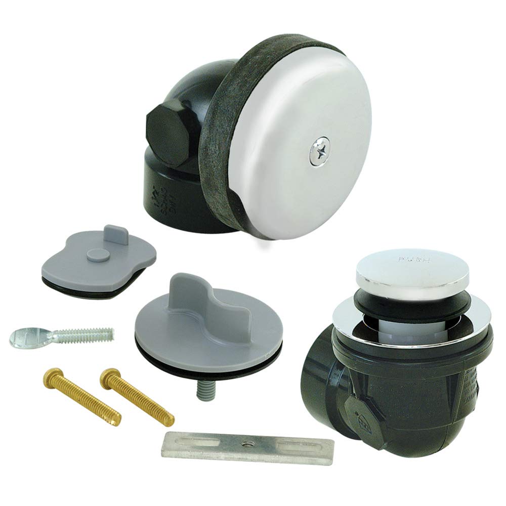 EZ-Flo 1-1/2 Inch Schedule 40 ABS Two-Hole Bath Waste with Test Kit, Tip-toe Stopper, Die Cast Drain Body, 35270