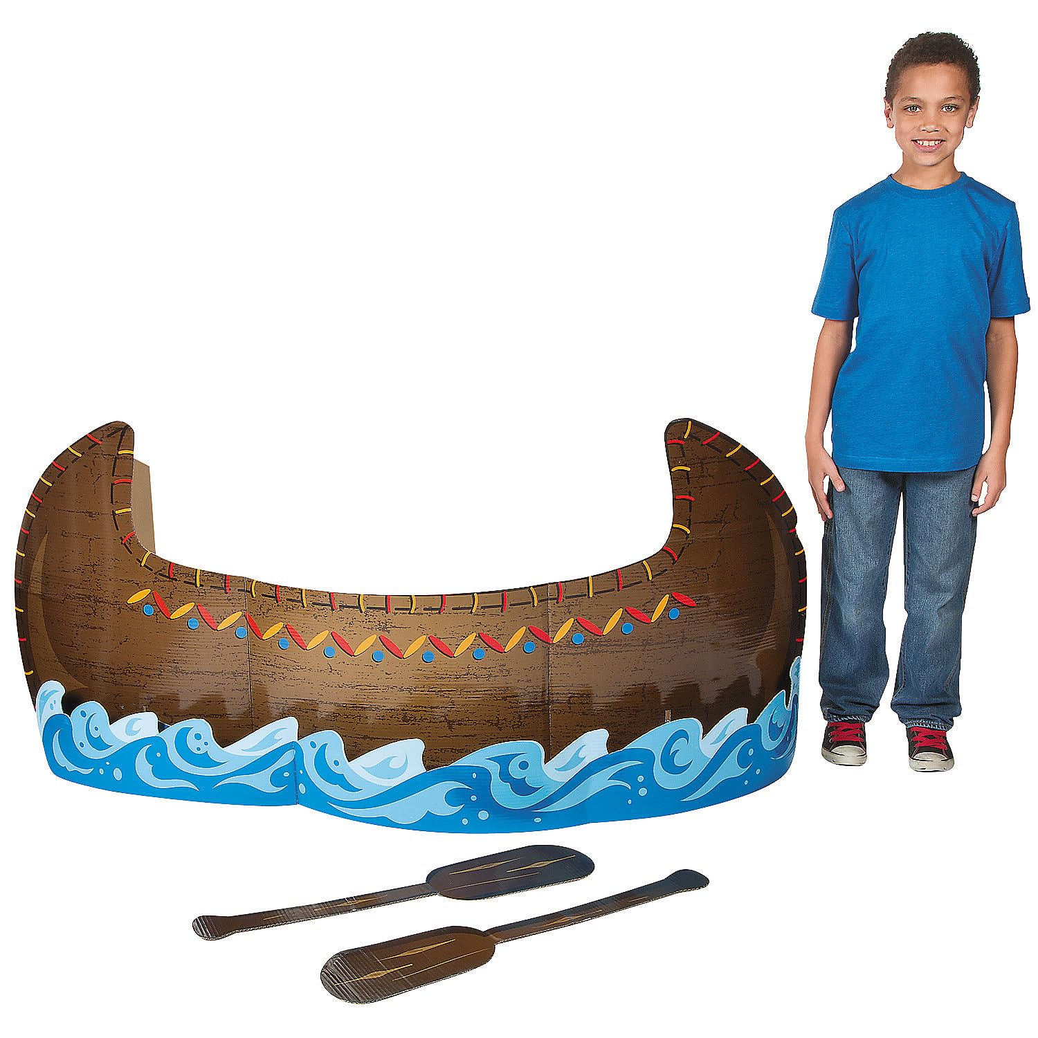 Fun Express Cardboard 3D Canoe Stand up Set (with 2 oars) Party Decor and Props - VBS Vacation Bible School Supplies/Decor
