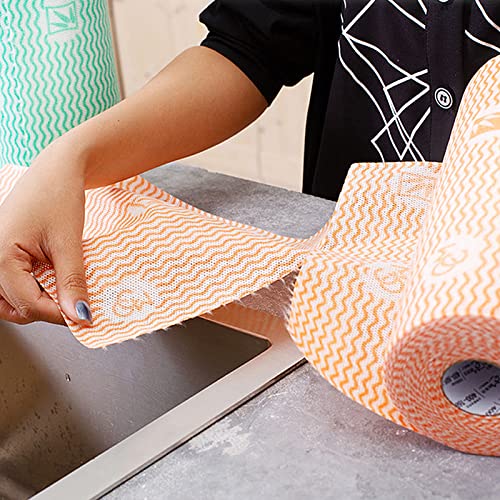 KitchLife Reusable Bamboo Paper Towels with Oil-Water Separation Technology, 1 Roll = 10 Months Supply - Washable and Recycled Paper Rolls, Eco Friendly Gift, Roral Orange