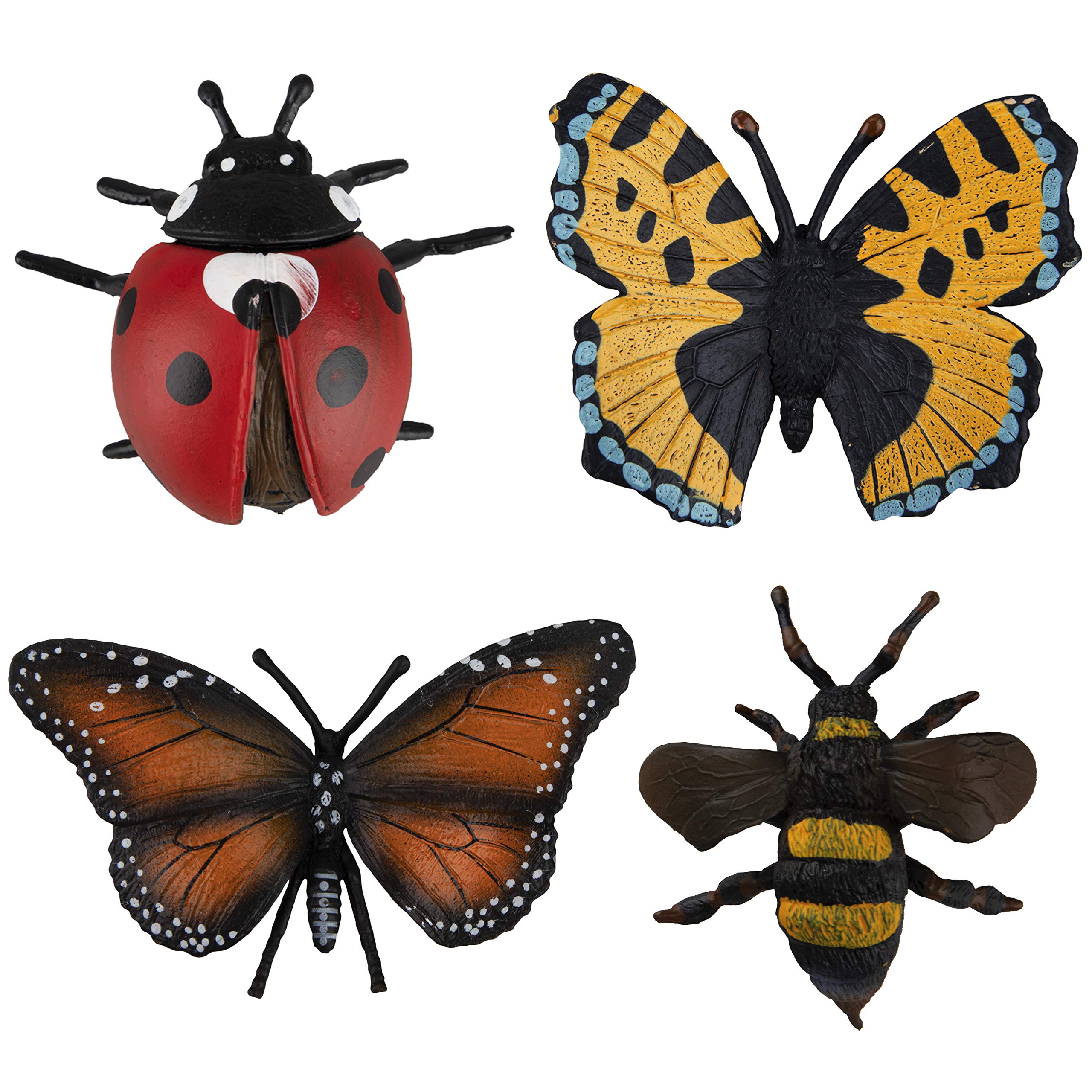 Toymany 12PCS Realistic Bugs Figures Toys - Plastic Insects Figurines Set with Bee Beetle Mantis Spider Ladybug Butterfly Scorpion - Halloween Party Favor School Project Gift for Kids Toddlers
