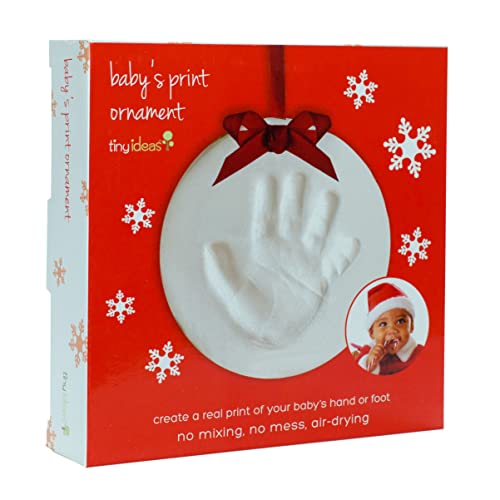 Tiny Ideas Baby's Handprint or Footprint Christmas Ornament, Easy No-Bake Keepsake Kit, Creative Holiday Gift for New and Expecting Parents, Clay