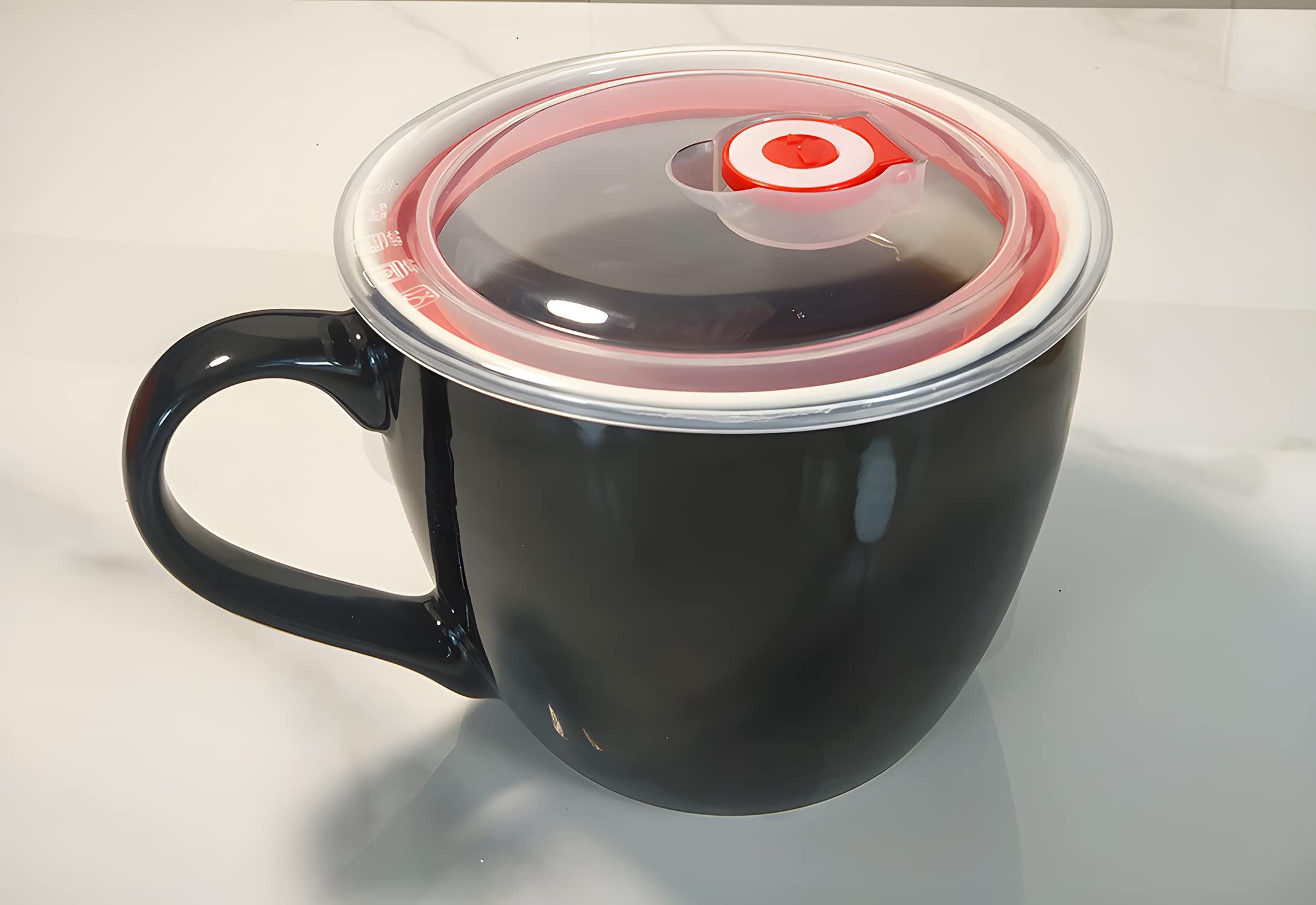 BOWLLER 30oz Black Porcelain Bowl with Lid and Handle for Soup, Salad, Cereal and Instant Noodles, Soup Mug with Heat Preservation Handle
