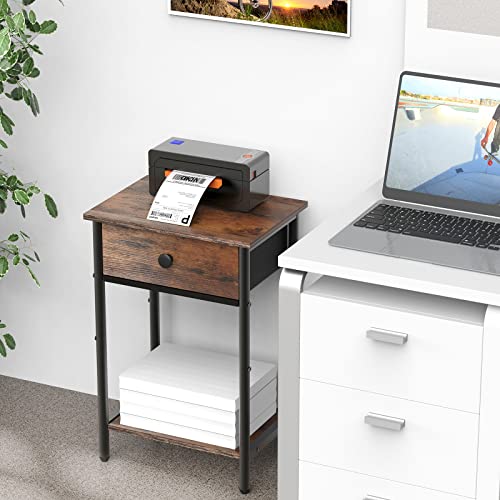 Night Stand Bedside Table with Drawers End Table for Small Space Side Tables Nightstand with Wood Open Storage Shelf, Rustic Side Table for Bedroom, Living Room, Study, Office, Pantry