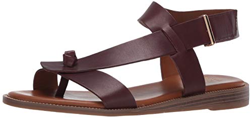 Franco Sarto Womens Glenni Ankle Strap Flat Sandals, Dark Brown, 8.5