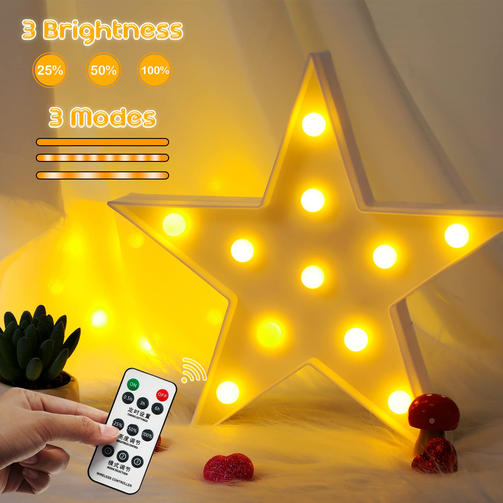 Coume 3 Pcs Decorative LED Night Lights 3D Crescent Moon Star Cloud Night Lights Remote Control Room Lights for Birthday Party Holiday Baby Room Nursery Decoration(Blue)