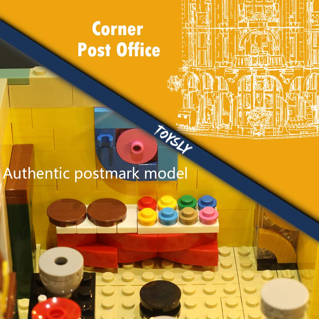 TOYSLY Street Corner Post Office MOC Building Blocks and Engineering Toy, Construction Set to Build, Model Set and Assembly Toy for Teens and Adult 4004Pieces