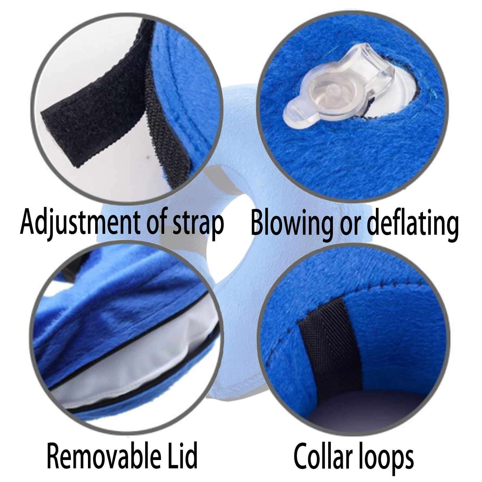 Dog Cone Inflatable Collar Comfort Adjustable, Dog Cone Collar for Small Medium Large Dogs for After Surgery, Soft Protective Cone for Pet Dogs, Dog Neck Donut Collar Inflatable Dog Recovery Collar