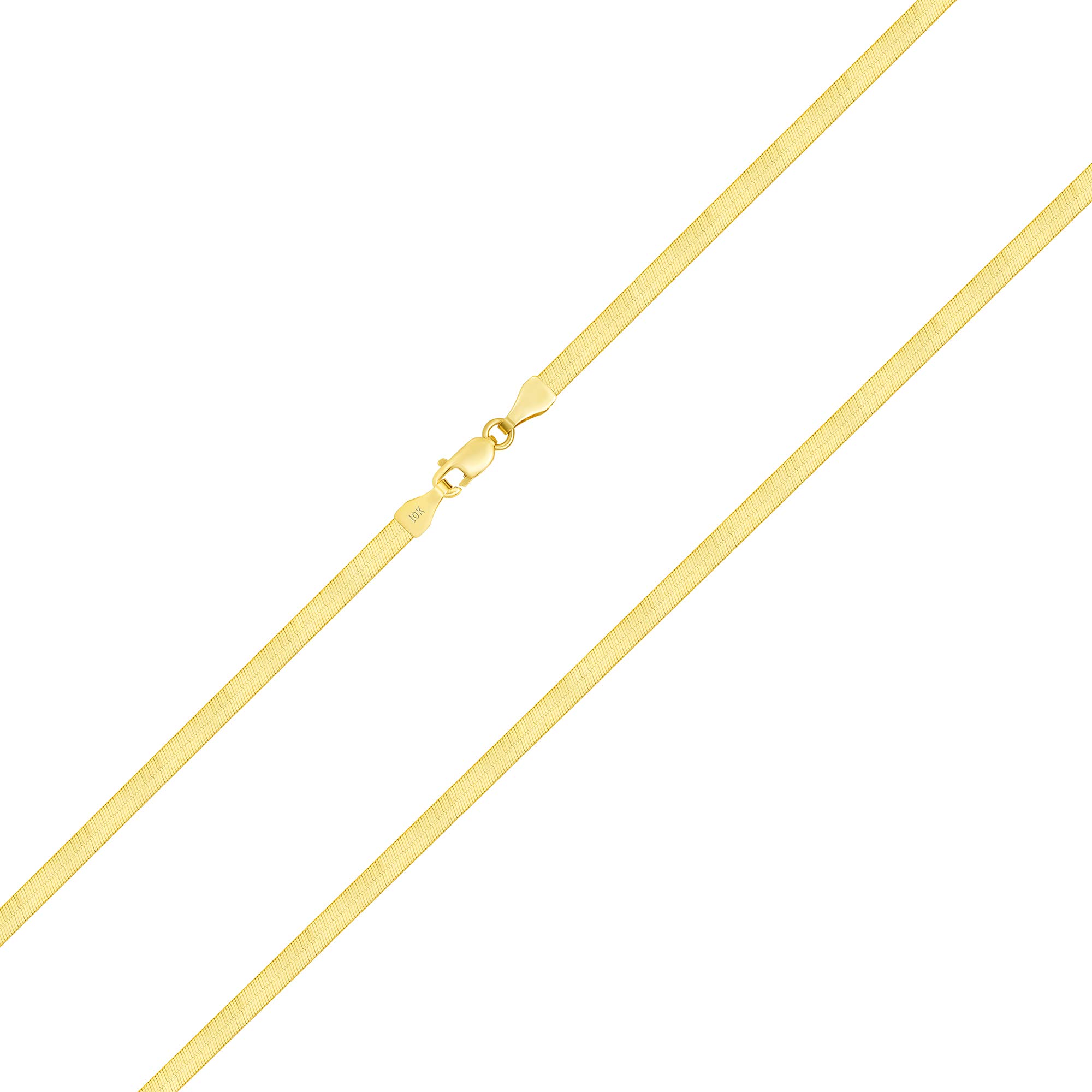 Nuragold 10k Yellow Gold 3mm Solid Herringbone Silky Flexible Chain Womens Necklace 16" 18" 20" 22" 24"