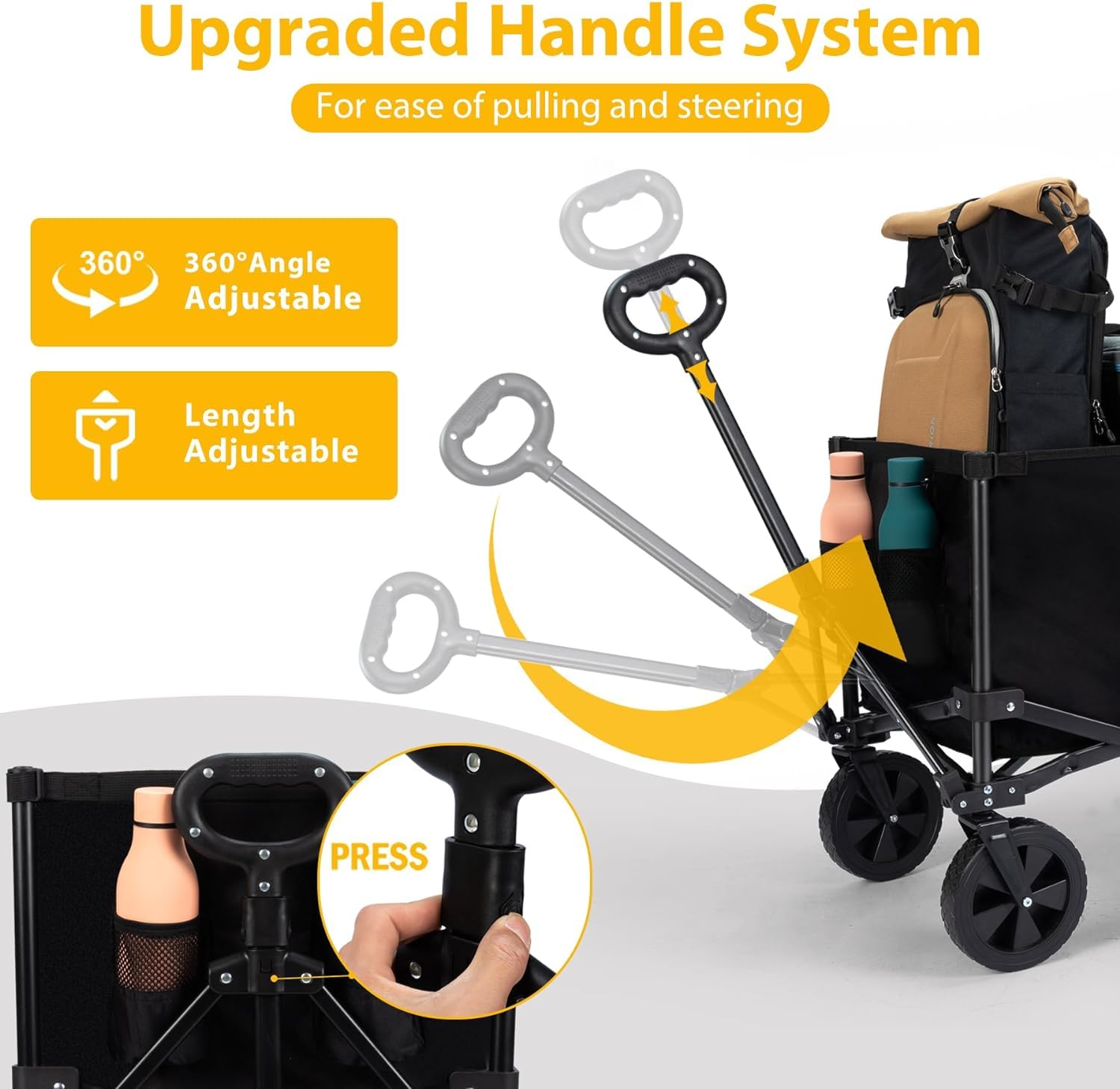 Collapsible Foldable Wagon, Portable Utility Grocery Wagon for Outdoor Camping Garden,Heavy Duty Beach Wagon Cart
