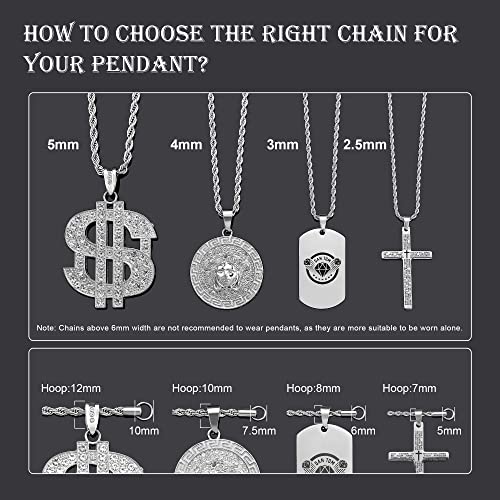Giftall 2MM Rope Chain Necklace Stainless Steel Twist Rope Chain Necklace for Men Women 18 Inches