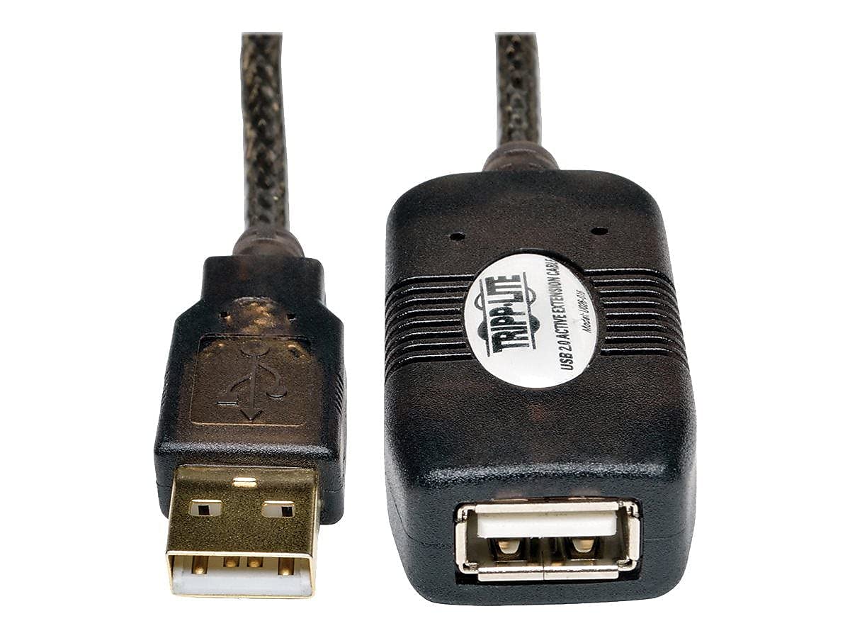 Tripp Lite USB 2.0 Hi-Speed Active Extension Repeater Cable, USB-A (M/F), 16 Feet / 4.88 Meter Cable, Daisy-Chain up to 80 Feet / 24.38 Meters, 3-Year Warranty (U026-016)