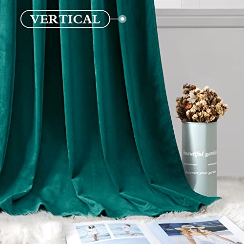 HOMEIDEAS Emerald Green Velvet Curtains 84 inches Long 2 Panel Heavy Duty Dark Green Curtains for Living Room Thermal Insulated Grommet Window Curtains for Bedroom