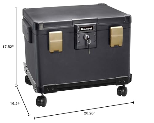 Honeywell Safes & Door Locks - Large Safe Box Chest for Home - Waterproof & Fireproof Safe with Wheels - Fits Letter, Legal & A4 Files - Strong ABS Plastic Document Safety File Box - 1.06 Cu - 1112W