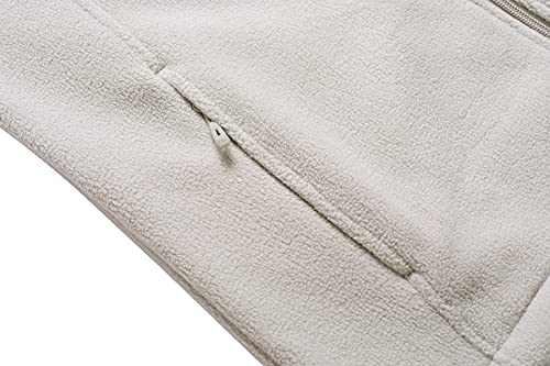 GIMECEN Women's Lightweight Full Zip Soft Polar Fleece Jacket Outdoor Recreation Coat With Zipper Pockets Large