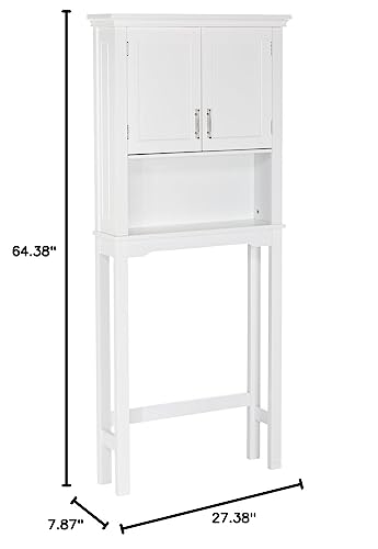 RiverRidge, White Somerset Bathroom Over the Toilet Storage Spacesaver with Open Shelf and Two Doors