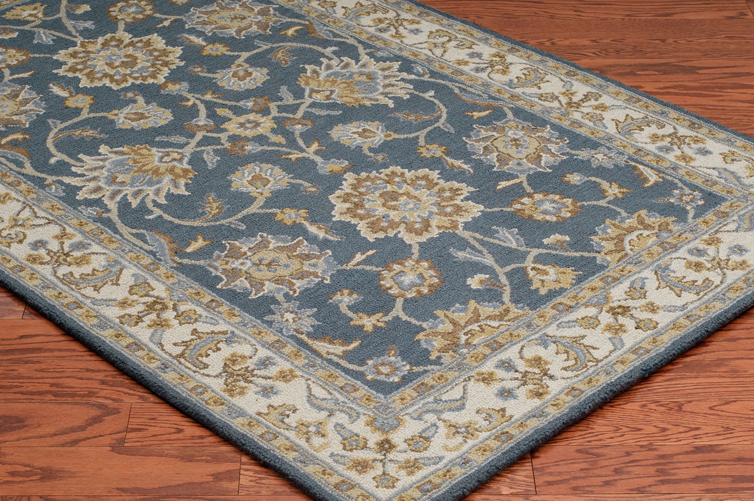 Rizzy Home Ashlyn Collection Wool Area Rug, 2'6" x 8', Blue/Ivory