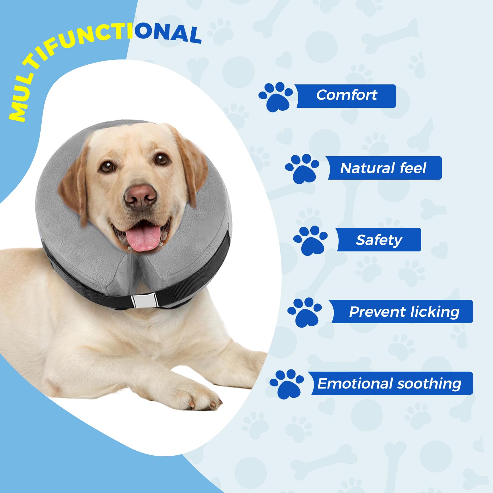 Dog Inflatable Cone Collar for Large Dogs,Grey