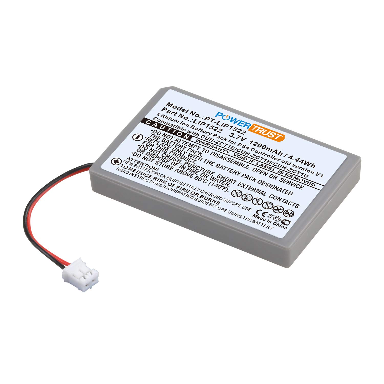 PowerTrust 1200mAh LIP1522 Replacement Battery for Sony Playstation 4 PS4 Dualshock 4 Wireless Controller CUH-ZCT1E CUH-ZCT1U-2015 Older Version