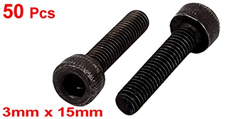 uxcell 50Pcs 3mm x 16mm Metal Hexagon Socket Head Cap Screws Bolts 19mm Length