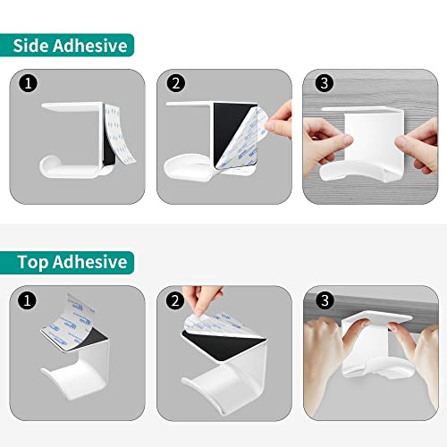 HomeMount Headphone Hook Under Desk - Headphone Holder Under Table, Adhesive Gaming Headphone Stand Hanger Desk Mount for Most Headphone(White)