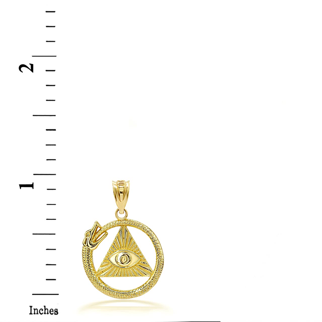 Certified 14k Yellow Gold Ouroboros Snake The eye Of Horus/Ra All Seeing Eye Pendant