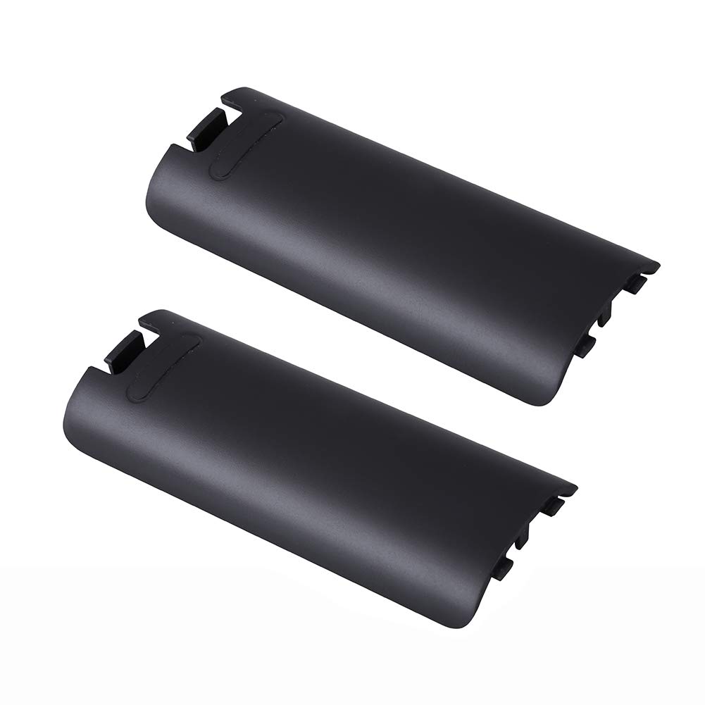 Trenro Wii Remote Controller Battery Cover, 2 Pack Back Cover Replacement for Nintendo Wii/Wii U Remote -Black