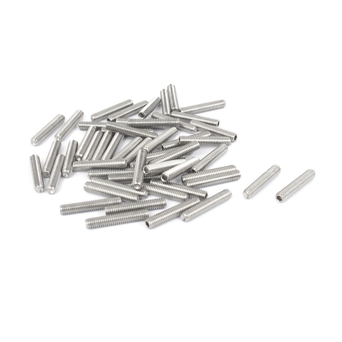 uxcell M3x16mm Metric 304 Stainless Steel Hex Socket Set Cup Point Grub Screws Silver Tone for Towel Rack Door Knob 50pcs