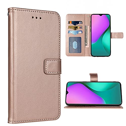 FDCWTSH Compatible with Infinix Smart 5 Wallet Case Wrist Strap Lanyard and Leather Flip Card Holder Stand Cell Accessories Mobile Folio Phone Cover for Infinix Smart 5 2020 Women Men Rose Gold