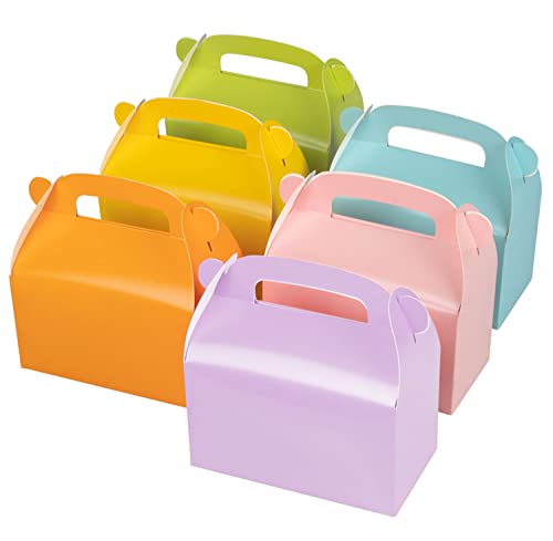 Oletx 30-Pack Colorful Party Favor Treat Boxes, Goodie Boxes, Gable Paper Gift Boxes with Handles. Perfect for Rainbow Party Decoration Supplies