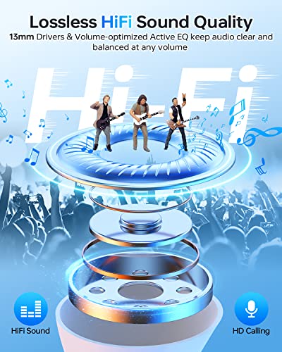 KTGEE Wireless Earbuds, Bluetooth 5.3 Headphones 40Hrs Playtime with Charging Case, IPX5 Waterproof Stereo in-Ear Earphones with Microphone for iPhone Android Cell Phone Sports Workout Gaming, White
