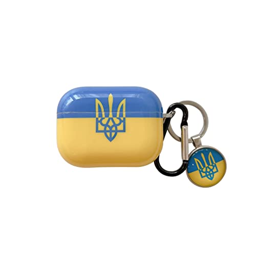 Compatible Airpod pro 2 Generation Protective Cover, Ukraine Cool Skin Design, 3D Cute Style Skin, Silicone Keychain Accessories Protective Cover for Men and Women Airpod pro 2 case (Flag of Ukraine)
