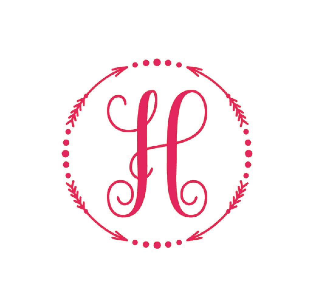 Custom Initial Monogram Vinyl Decal Bumper Sticker, for Tumblers, Laptops, Car Windows - Single Letter Circle with Arrow & Dot Design
